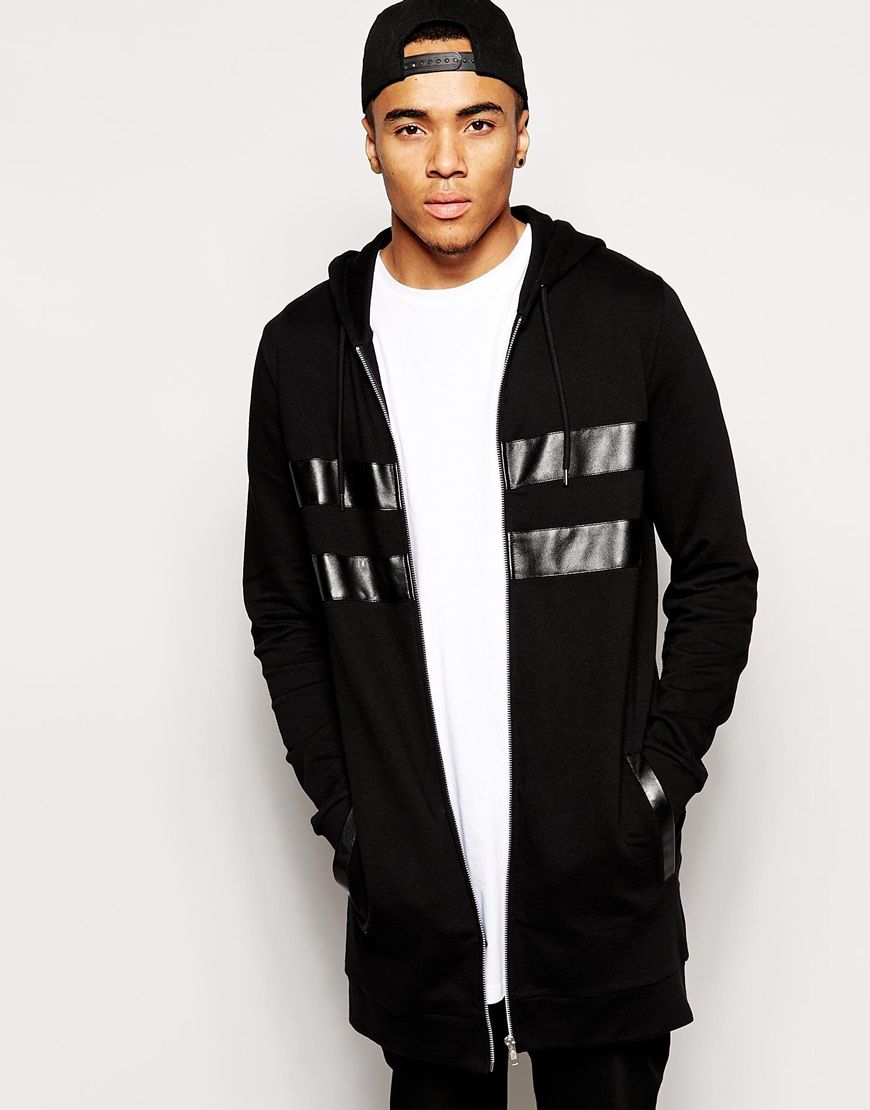 Asos Sweat Ultra Long Zippé à Capuche Avec Asos Pickture