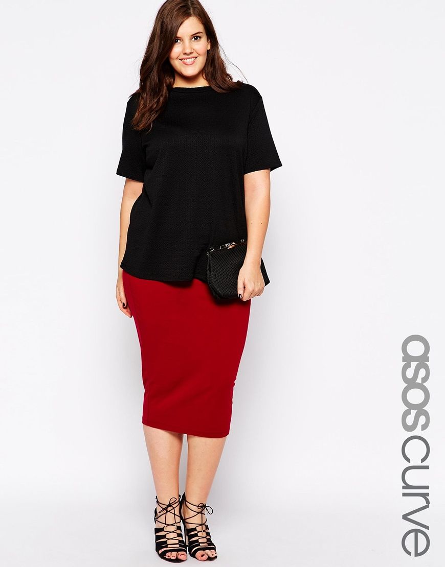 ASOS CURVE - Jupe fourreau mi-longue en jersey - ASOS Curve - Pickture