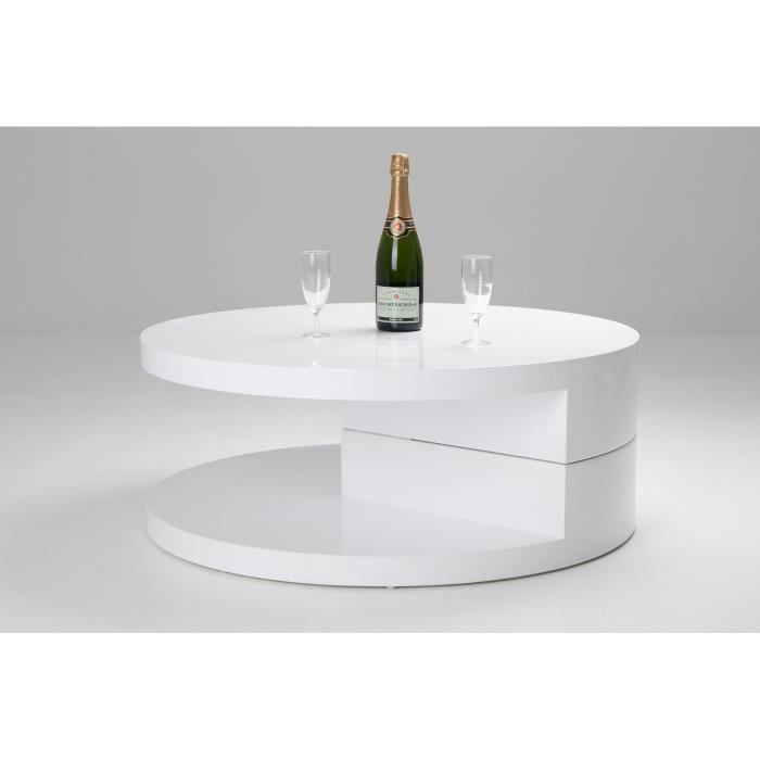 RODIA Table basse ronde plat laquée blanc - Pickture