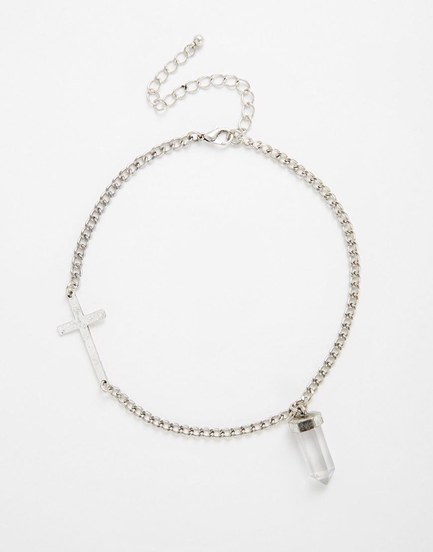 ASOS - Collier ras du cou avec tesson et croix - Asos - Pickture