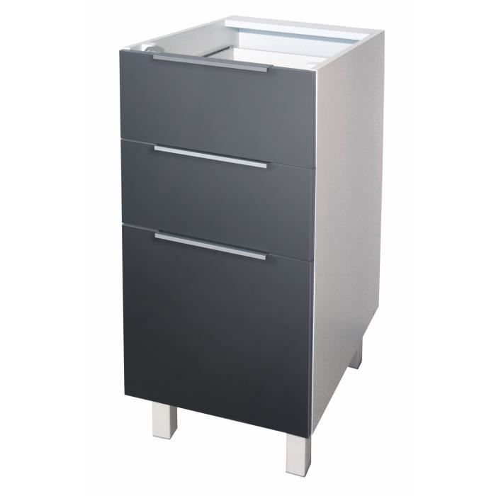 Caisson bas 3 tiroirs 40 cm - Gris Super Mat - Pickture