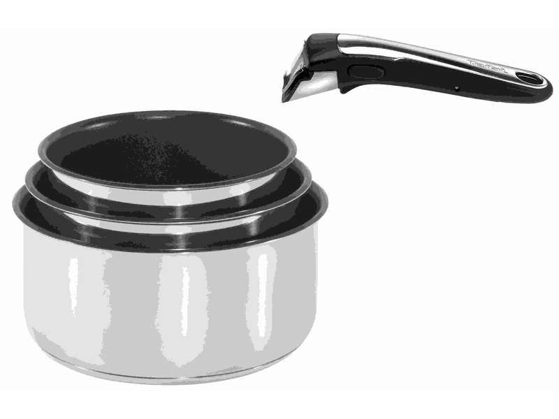 Lot de 3 casseroles 16/18/20 cm + 1 poignée SEB - Conforama - Pickture