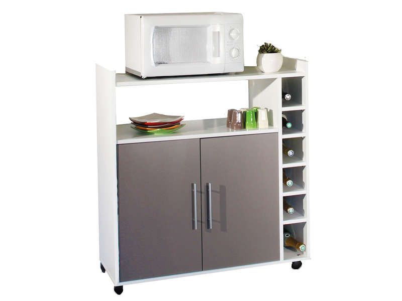 Desserte micro-ondes range-bouteilles + 2 portes - Conforama - Pickture